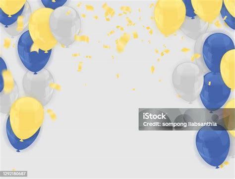 파란색 풍선과 기념일을 축하하기위한 배경 이미지는 새해에 사용 인사말 카드를 만들기 위해 엽서로 사용합니다 12월에 대한 스톡 벡터 아트 및 기타 이미지 Istock
