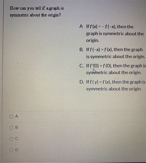 Solved How Can You Tell If A Graph Is Symmetric About The