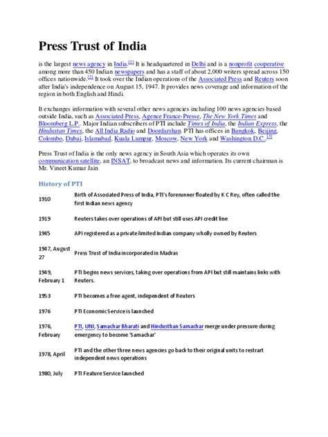 Press Trust Of India Pdf News News Media