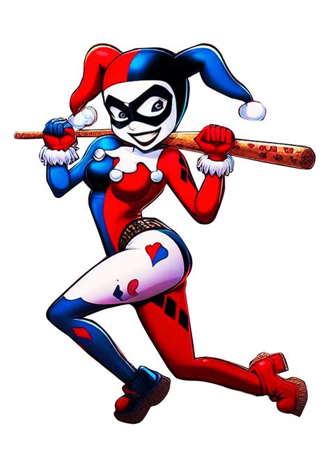 Dc Comics Arlequina Com Bastão Ilustração Png