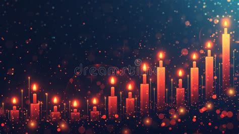 Candlestick Chart Visualized With Glowing Candles In Dark Background Stock Image Image Of