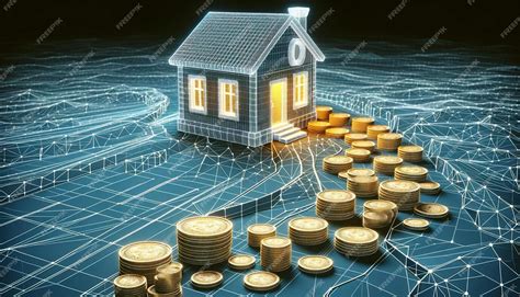 Premium Photo Golden Coin Pathway Visualizing Savings And Homeownership Goals In 3d Wireframe Art