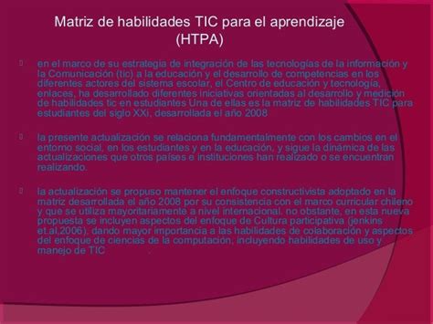 Matriz De Habilidades Tic Para El Aprendizaje Taller 6