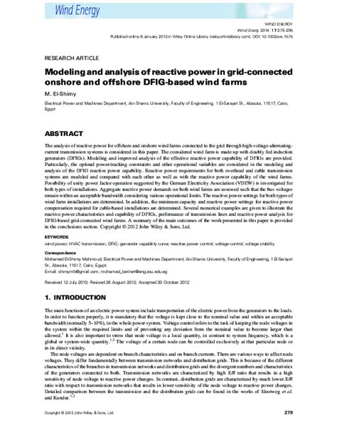 Pdf Modeling And Analysis Of Reactive Power In Grid Connected Onshore And Offshore Dfig Based
