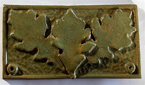 Oak Leaf Ceramic Tile Handmade Oak Leaf Tile 45 X 8 Oak Leaf Tile
