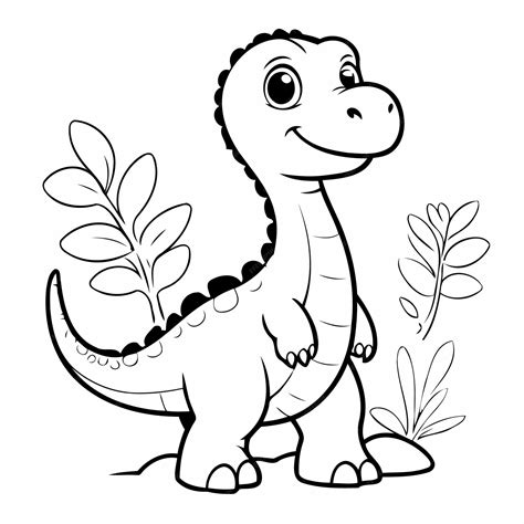 아이들을 위한 귀여운 터 일러스트레이션 브라키오사우루스 그림 색칠 활동 프리미엄 벡터