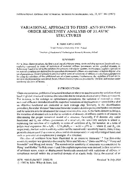 Pdf Variational Approach To First And Second Order Sensitivity