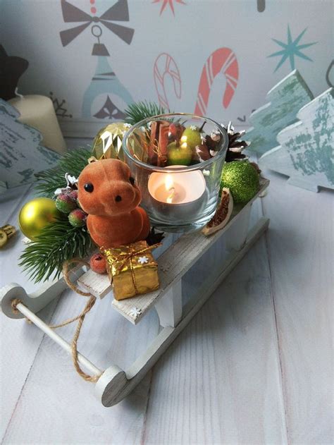 Новогодний подсвечник на санках