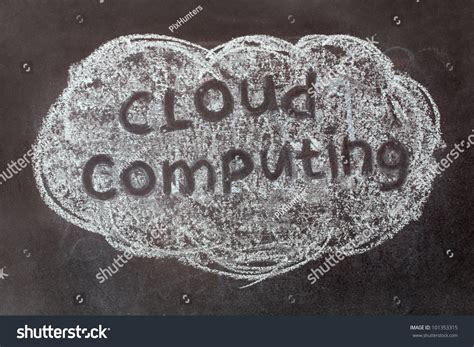 Text Cloud Computing Handwritten With Chalk On A Blackboard Stock
