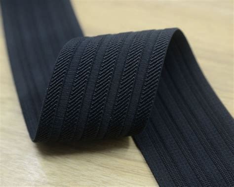 2 Inch 50mm Wide Black Jacquard Stripes Elastic Band Waistband