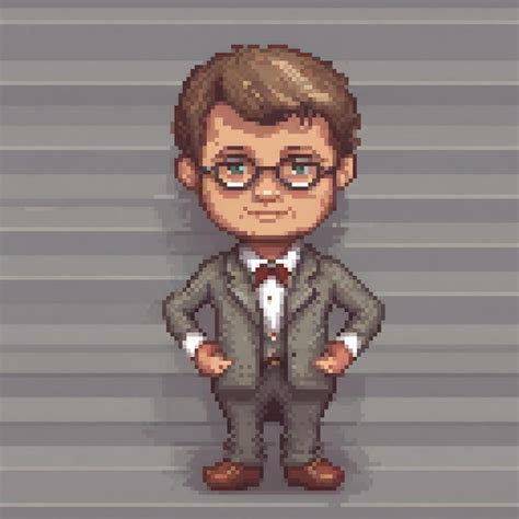Retrostyle Pixel Art Of A Gentleman In A Sharp Suit And Tie Premium