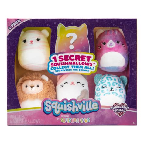 Squishville Mystery Mini Squishmallows Pack Of 6 Purr Fect Squad