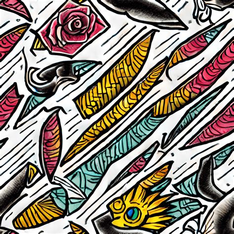Old School Tattoo Flash Art Color · Creative Fabrica