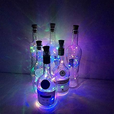 Lumières De Bouteille De Vin Avec Du Liège 6 Pack 20 Led 65 Pieds 2m