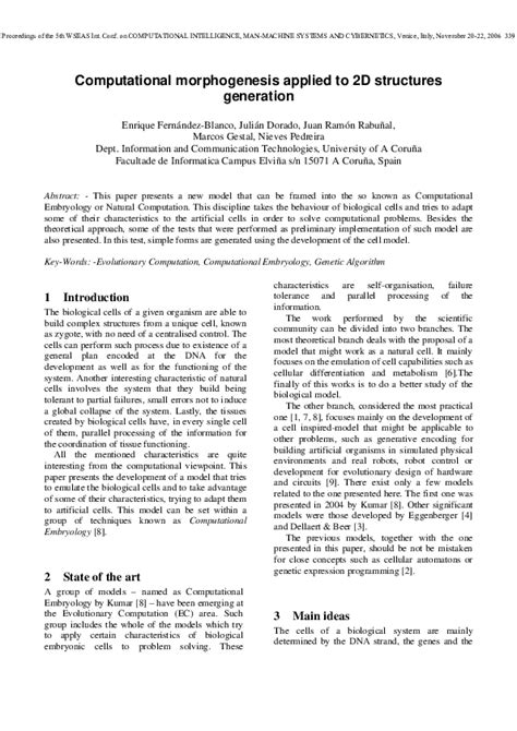 Pdf Computational Morphogenesis Applied To 2d Structures Generation