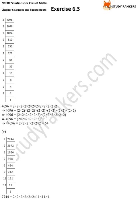 Ncert Solutions For Class 8 Maths Ch 6 Squares And Square Roots Exercise 6 3