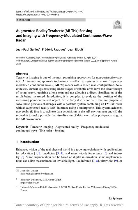 Augmented Reality Terahertz Ar Thz Sensing And Imaging With Frequency