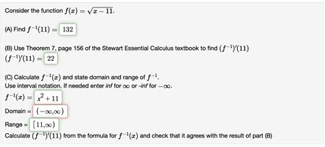 Solved Consider The Function F X X11 A Find F1 11 Chegg Com