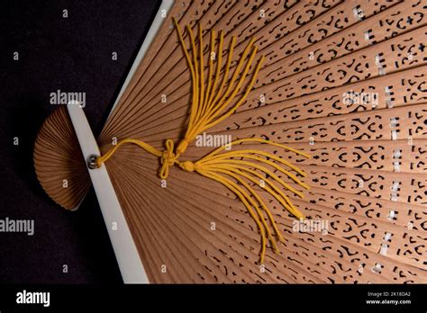 Antique Wooden Fan Evenly Spread Out Stock Photo Alamy