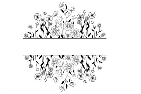 Split Monogram Flower Border Graphic By Artgraph · Creative Fabrica