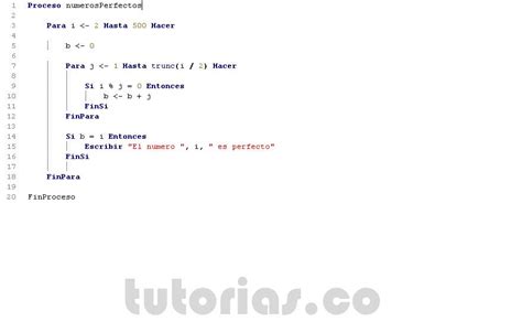 ciclo para pSeint números perfectos Tutorias co