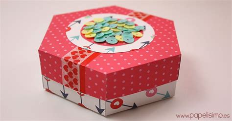 4 cajas de cartulina con plantilla corazón hexágono Hacer cajas