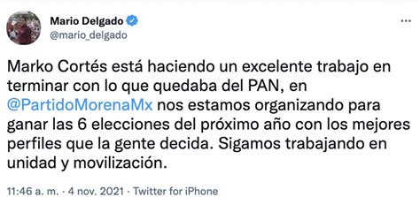 Mario Delgado Aseguró Que Marko Cortés Está Haciendo Un Excelente