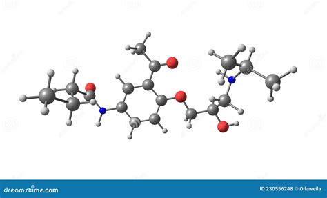 Acebutolol Molecular Structure Isolated On White Stock Illustration