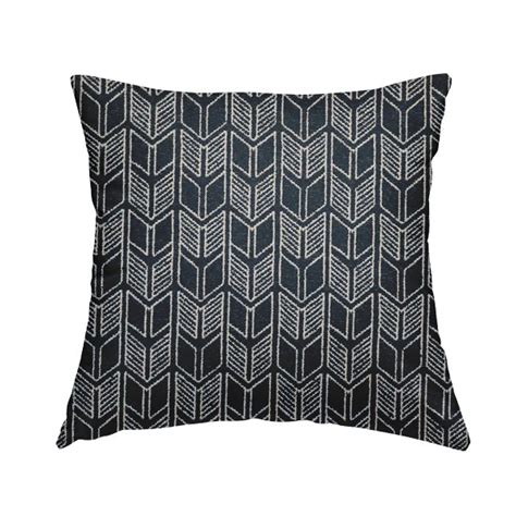 Piccadilly Collection Geometric Chevron Pattern Woven Upholstery Navy