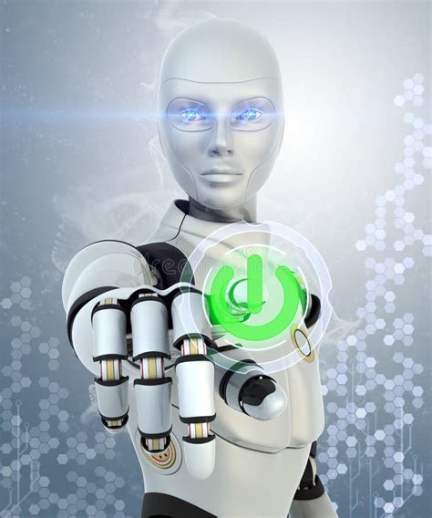 Robot Pushing Power Button Stock Illustrations 10 Robot Pushing Power