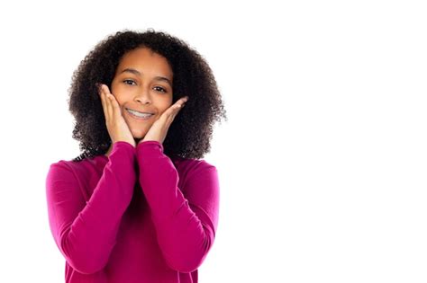 Premium Photo Beautiful Teenager Girl With Pink Sweater Isolated On A