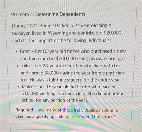 solved problem 4 determine dependents during 2021 bonnie
