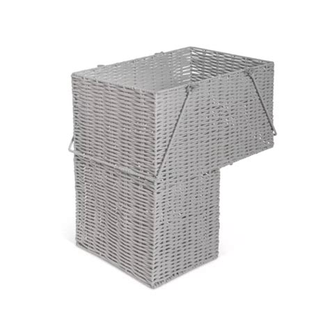 Storage Baskets Resin Wicker Woven Hamper Box Organiser For Stairs