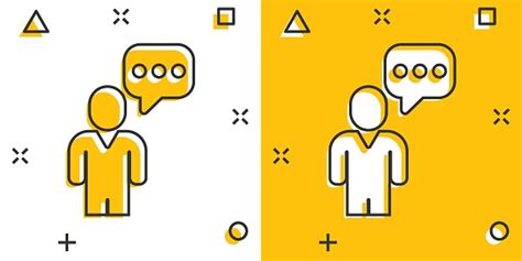 코믹 스타일의 음성 버블 아이콘을 가진 사람들 흰색 고립 된 배경에 채팅 만화 벡터 그림 스피커 대화 상자 스플래시 효과 비즈니스 개념 Brand Name Online