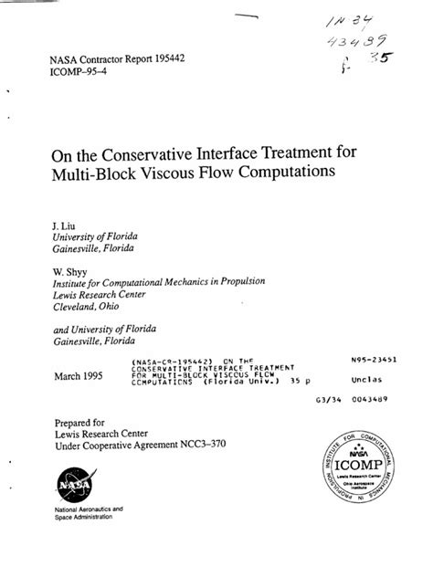 On The Conservative Interface Treatment For Multi Block Viscous Flow Computations Pdf