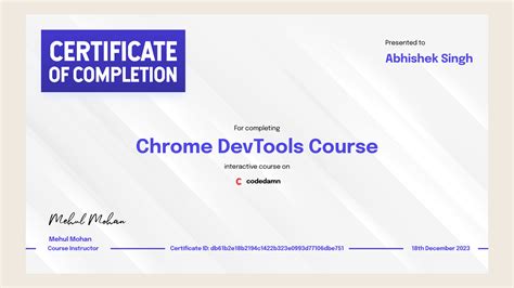Abhishek Singh S Certification For Chrome DevTools Course Codedamn