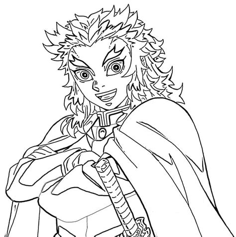 Awesome Kyojuro Rengoku Coloring Page Free Printable Coloring Pages