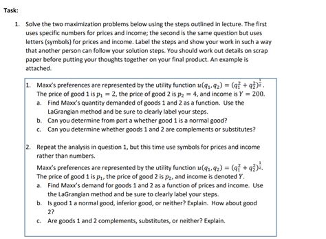 Solved Task 1 Solve The Two Maximization Problems Below