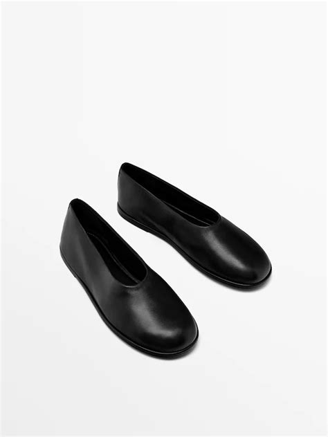 Soft Leather Ballet Flats · Black · Flat Shoes Massimo Dutti