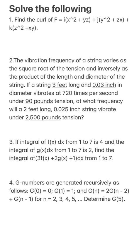 Solved Solve The Following 1 Find The Curl Of
