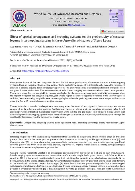 Pdf Effect Of Spatial Arrangement And Cropping Systems On The