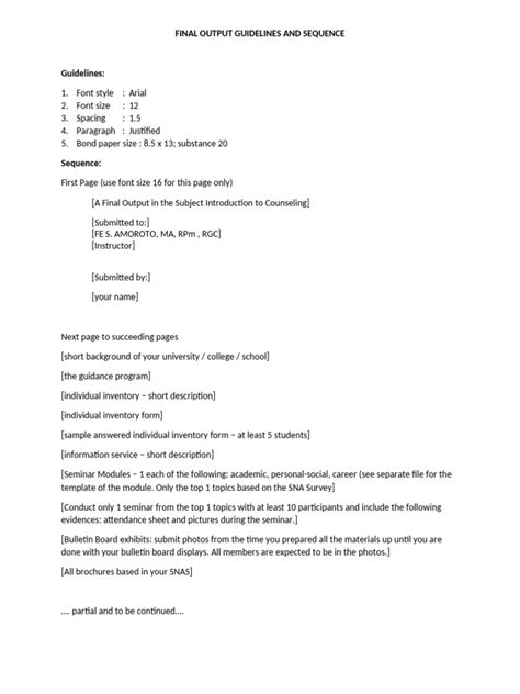 Final Output Guidelines And Sequence Pdf