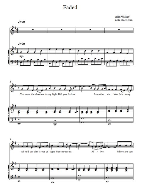 Alan Walker Faded Sheet Music For Piano Download Pianoandvocaleasy
