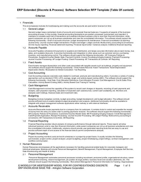 Erp Rfp Template