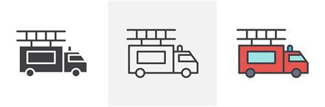 소방차 아이콘은 검은 색과 컬러 버전으로 설정되었습니다 교통에 대한 스톡 벡터 아트 및 기타 이미지 교통 교통수단 그림자 Istock