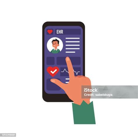 휴대 전화의 전자 건강 기록 흰색 배경에 고립 된 평면 벡터 일러스트레이션 태블릿에 대한 스톡 벡터 아트 및 기타 이미지 태블릿 건강 진단 몸 가꾸기 Istock