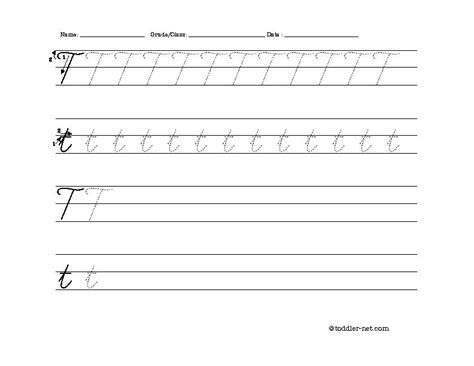 Free Printable Cursive Letter T Worksheet