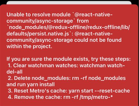 Bug Unable To Resolve Module `react Native Communityasync Storage` · Issue 436 · Redux
