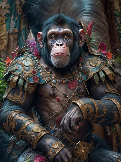 Premium Ai Image Realistic Illustration Of A Chimp Dressed In A