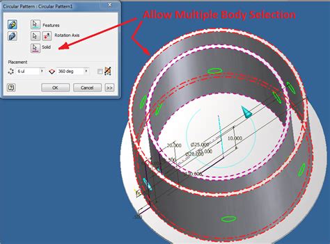 allow multi body selection when patterning a cut feature autodesk